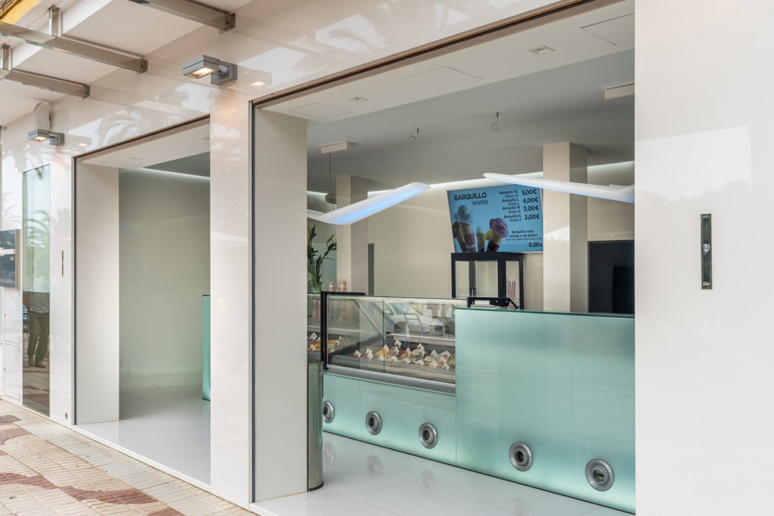 Dekton Halo transforms an ice cream parlour into a lab-like space - Cosentino Malaysia
