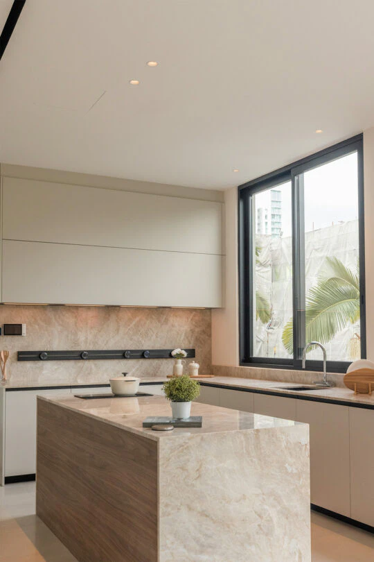 Sensa Taj Mahal elevates the look of this simple kitchen with its ...