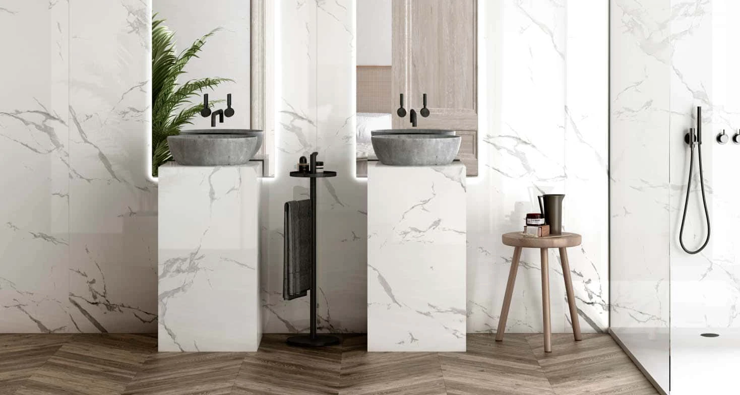 Ideas for bathrooms with double washbasins - Cosentino