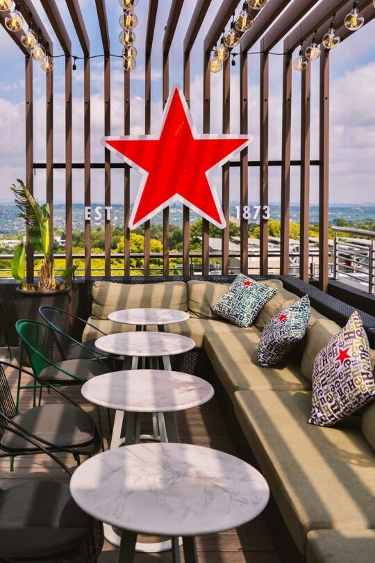 A bold rooftop bar in the heart of Rosebank enhanced by Dekton surfaces ...