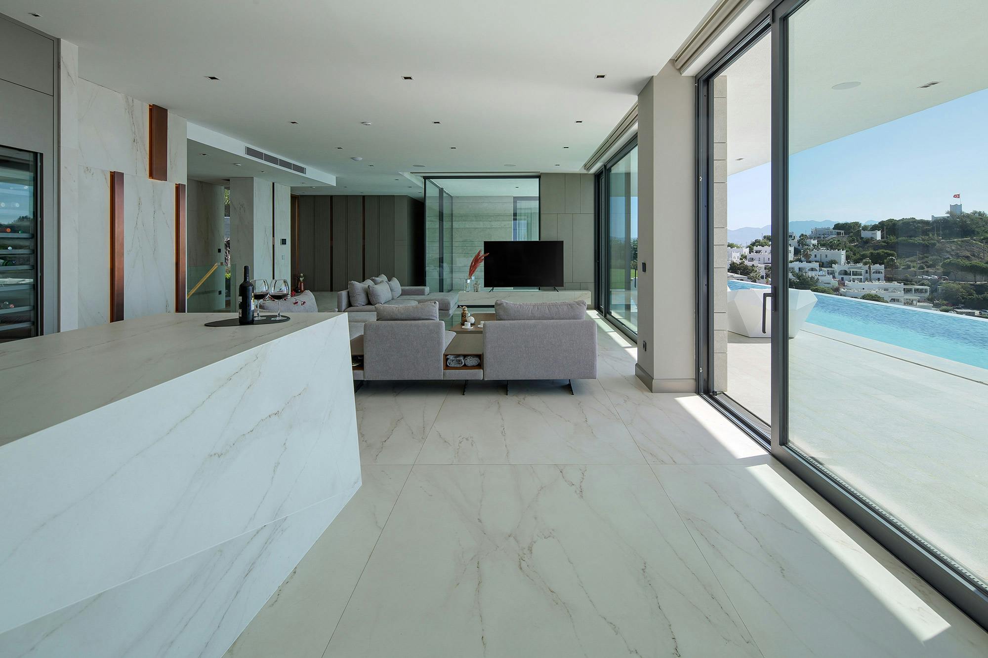 An exceptional modern haven facing the Aegean Sea that uses Dekton to ...