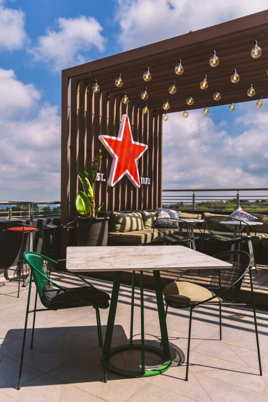 A bold rooftop bar in the heart of Rosebank enhanced by Dekton surfaces ...