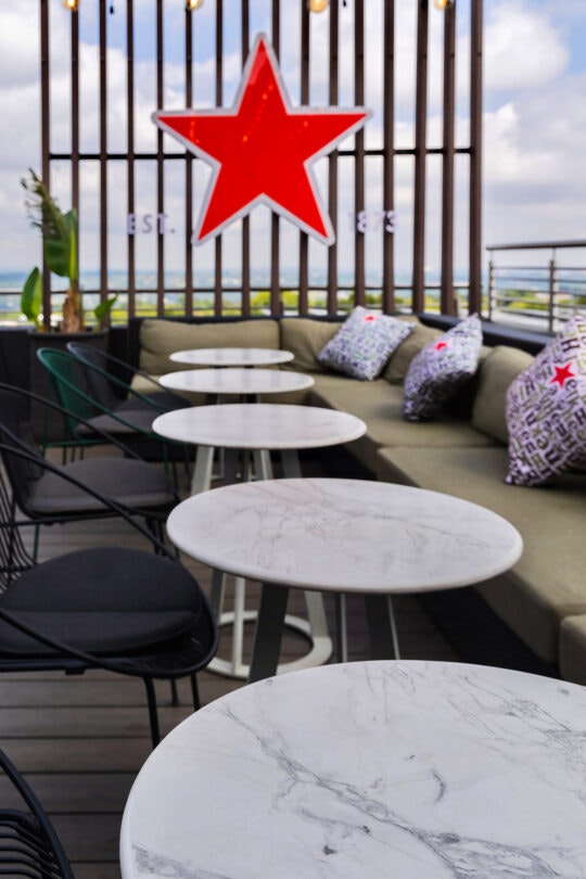 A bold rooftop bar in the heart of Rosebank enhanced by Dekton surfaces ...