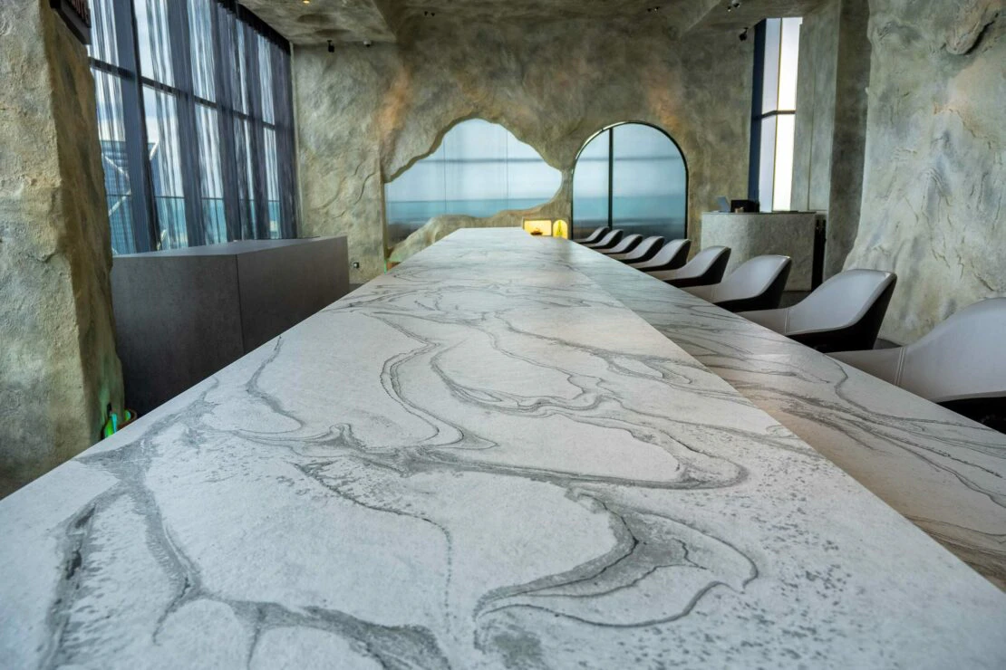 The dreamlike shade of Dekton Liquid Sky stands like a sculpture in a ...