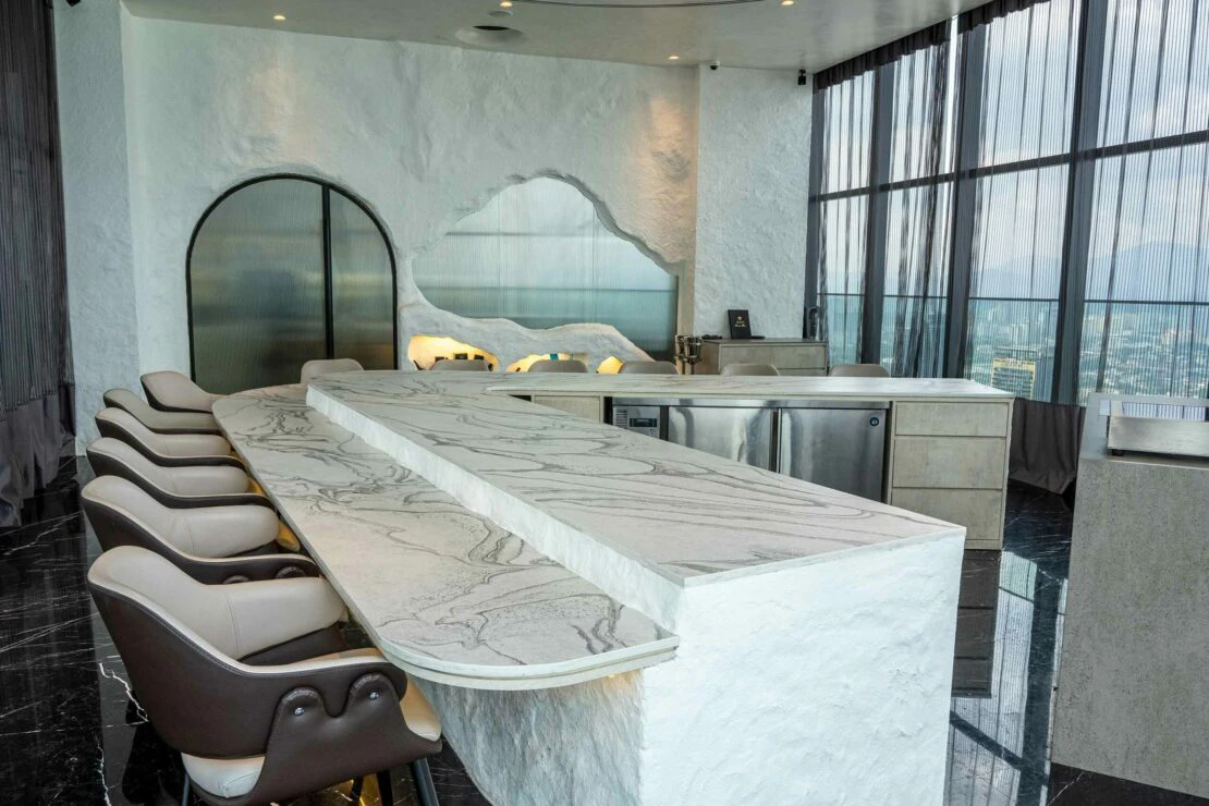 The dreamlike shade of Dekton Liquid Sky stands like a sculpture in a ...
