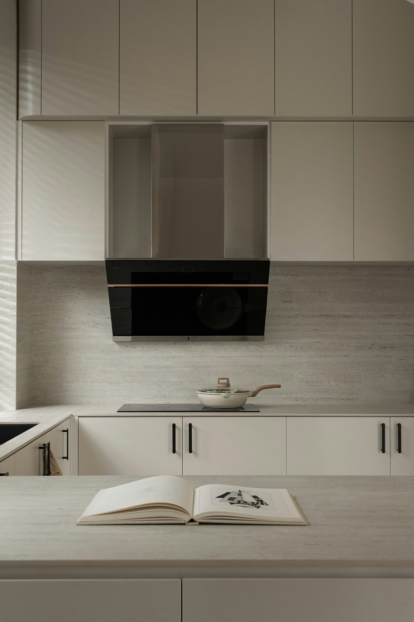 This serene kitchen enjoys all the beauty of Italian natural stone ...