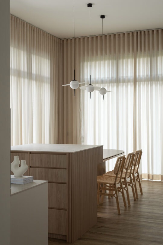 This serene kitchen enjoys all the beauty of Italian natural stone ...