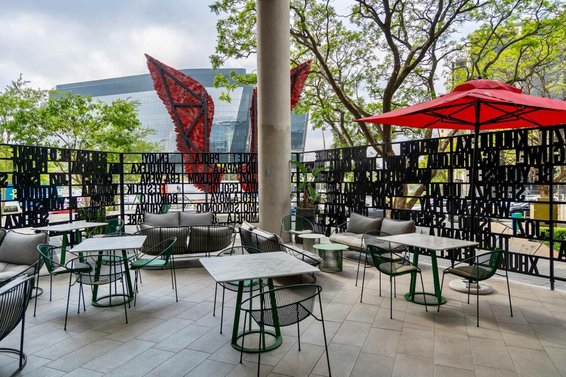 A bold rooftop bar in the heart of Rosebank enhanced by Dekton surfaces ...