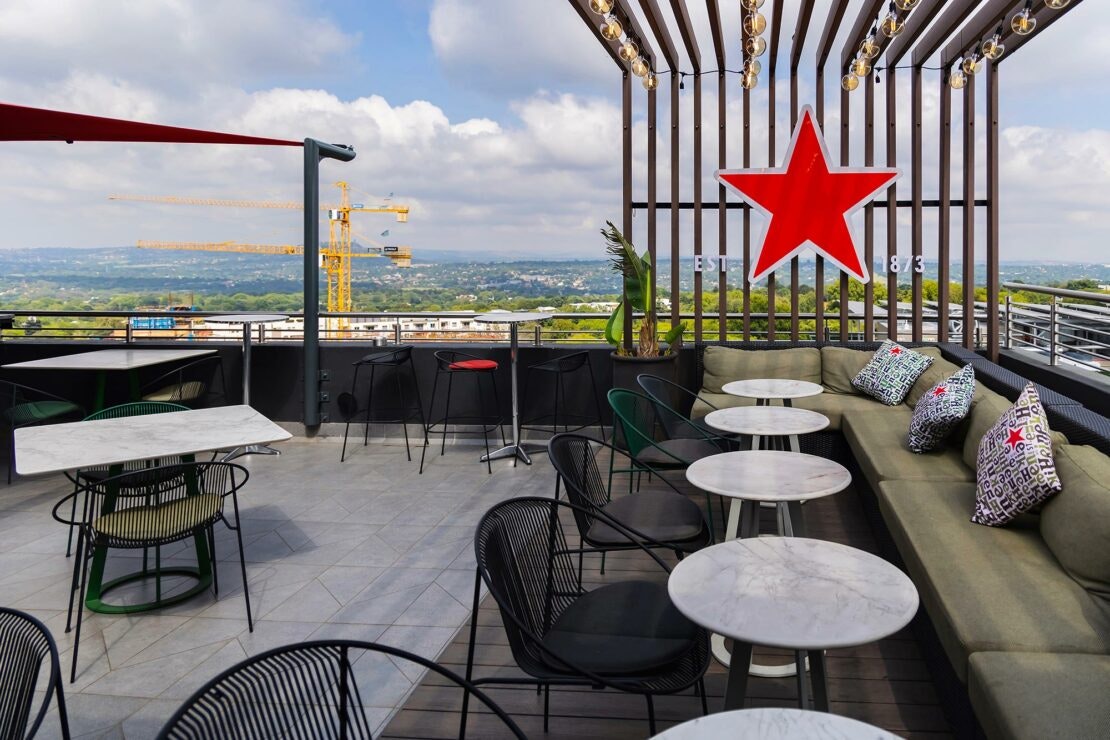 A bold rooftop bar in the heart of Rosebank enhanced by Dekton surfaces ...