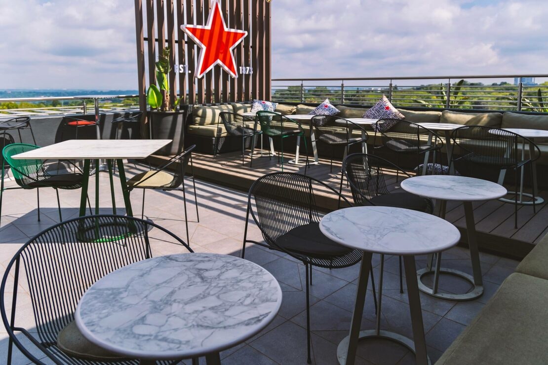 A bold rooftop bar in the heart of Rosebank enhanced by Dekton surfaces ...